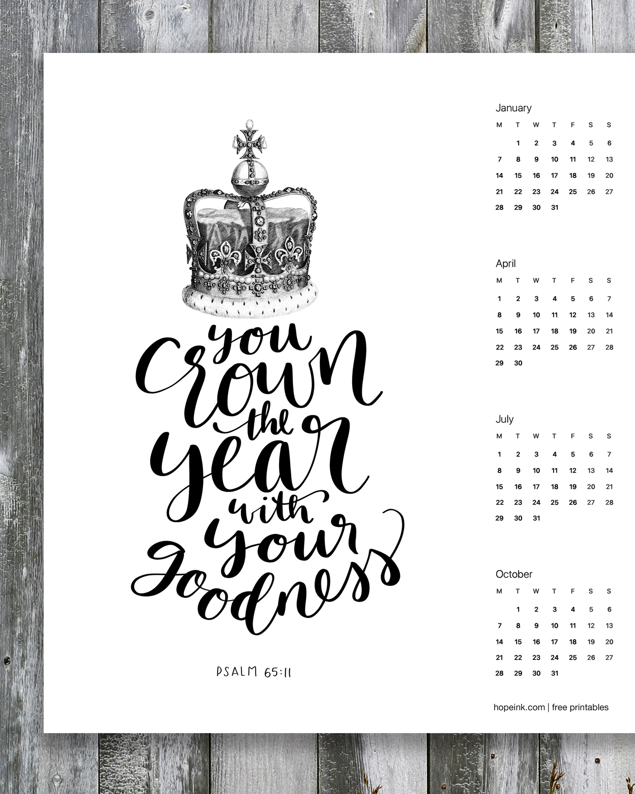 Free Scripture Art 2019 Calendar Year Printable | Hope Ink